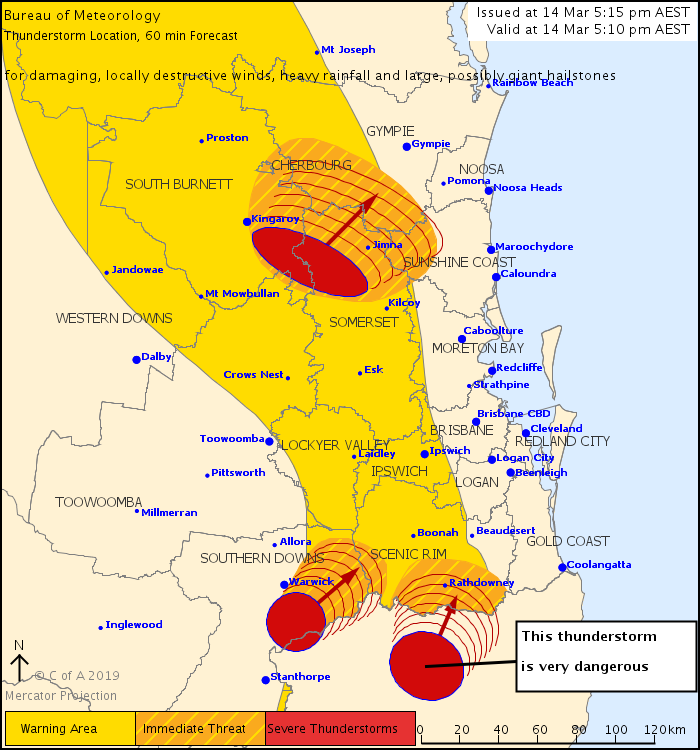 Southeast Qld Severe Thunderstorm Warning Large Hail Heavy Rain