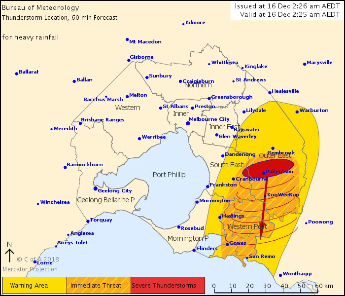 Melbourne Area Severe Thunderstorm Warning: Heavy Rain - ewn.com.au Alert