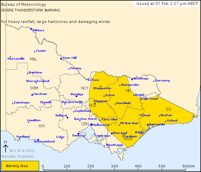 VIC Severe Thunderstorm Warning: Large Hail, Heavy Rain, Damaging Winds ...
