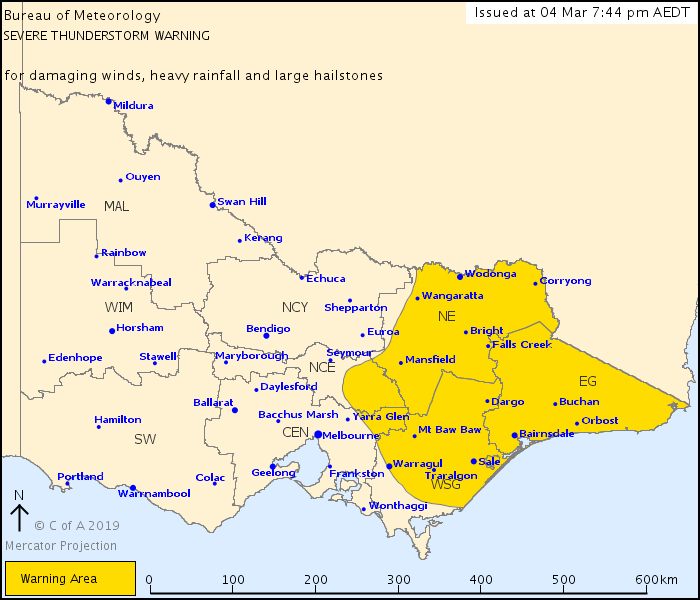 VIC Severe Thunderstorm Warning: Large Hail, Heavy Rain, Damaging Winds ...