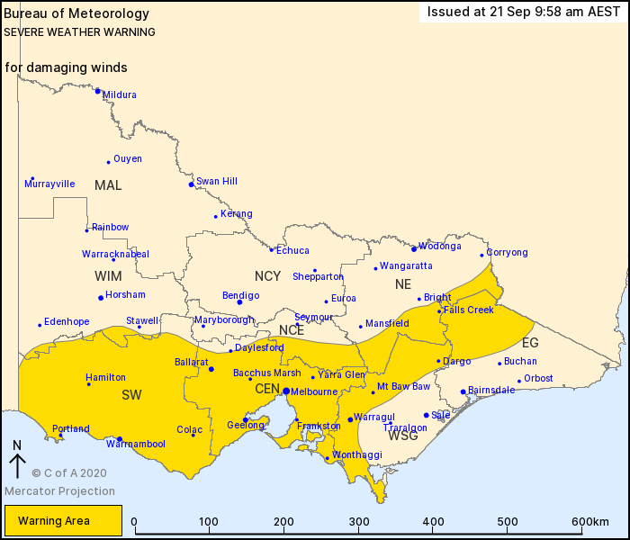 VIC Severe Weather Warning: Damaging Winds - ewn.com.au Alert