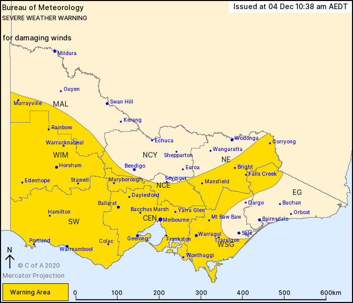 VIC Severe Weather Warning: Damaging Winds - ewn.com.au Alert