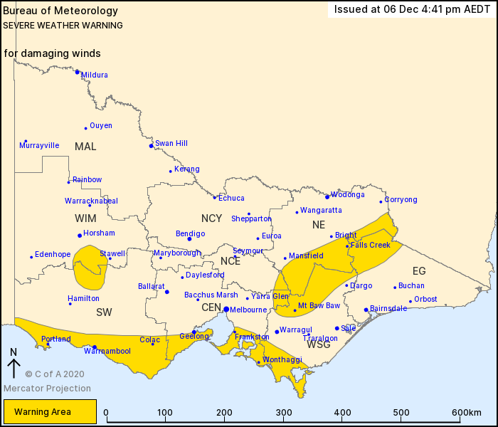 VIC Severe Weather Warning: Damaging Winds - ewn.com.au Alert