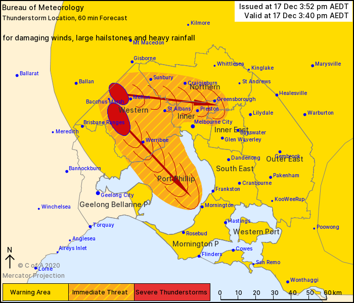 Melbourne Area Severe Thunderstorm Warning: Large Hail, Heavy Rain ...