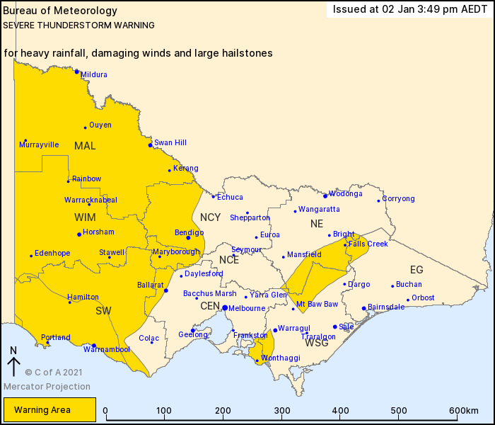 VIC Severe Thunderstorm Warning: Large Hail, Heavy Rain, Damaging Winds ...