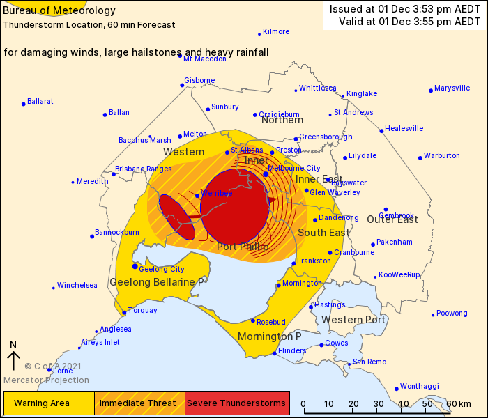 Melbourne Area Severe Thunderstorm Warning: Large Hail, Damaging Winds ...