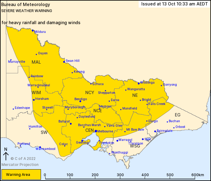 VIC Severe Weather Warning: Damaging Winds & Heavy Rainfall - ewn.com ...