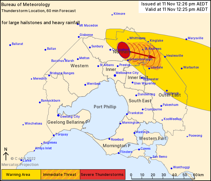 Melbourne Area Severe Thunderstorm Warning: Large Hail, Heavy Rain ...