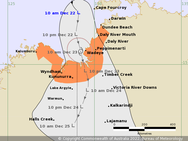 NT Tropical Cyclone Warning: Dundee Beach (NT) to Kalumburu (WA) - ewn ...