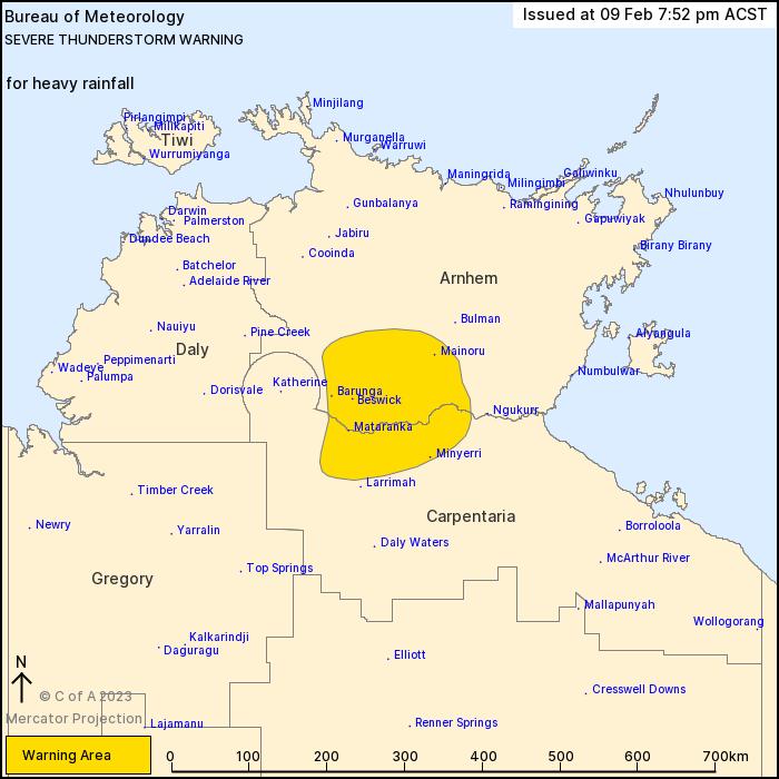 NT Severe Thunderstorm Warning: Heavy Rain - ewn.com.au Alert