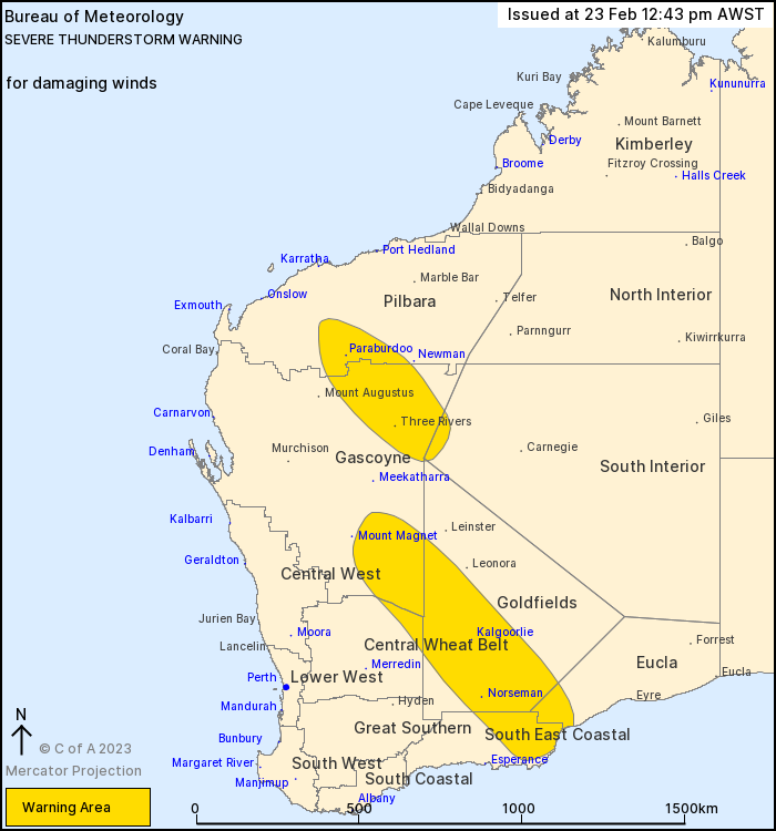 WA Severe Thunderstorm Warning: Damaging Winds - ewn.com.au Alert