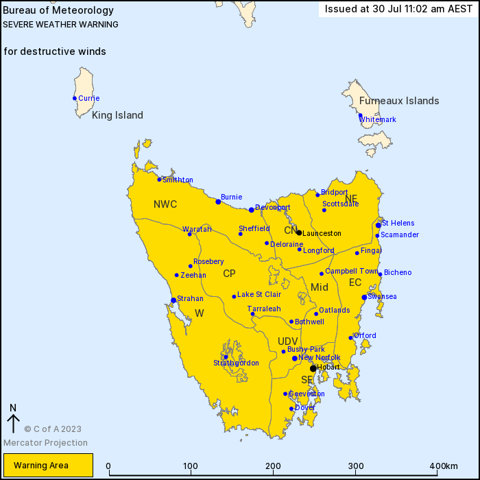 TAS Severe Weather Warning: Damaging to Locally Destructive Winds - ewn ...