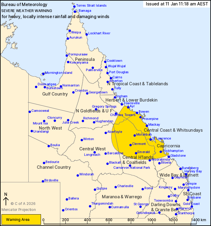 QLD Severe Weather Warning: Locally Intense Rainfall & Damaging Winds ...