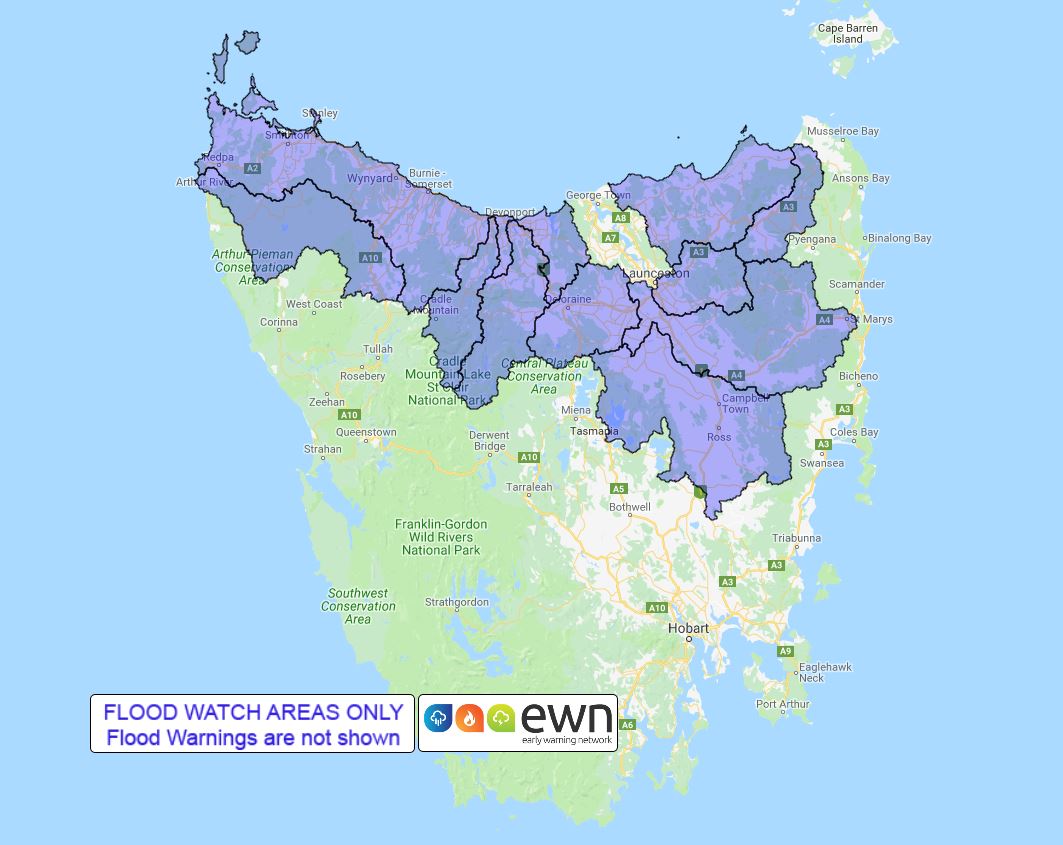 TAS Flood Watch: North West, North, North East Parts of Tasmania - ewn ...