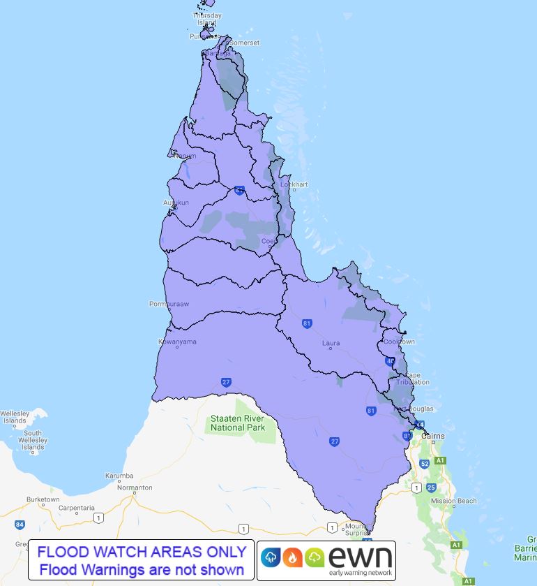 QLD Flood Watch: North of Cairns to Kowanyama - ewn.com.au Alert