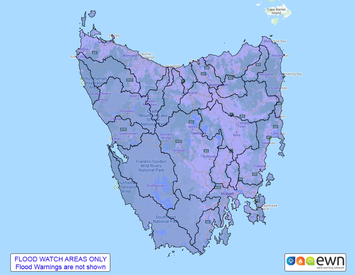 TAS Flood Watch: Tasmania - ewn.com.au Alert