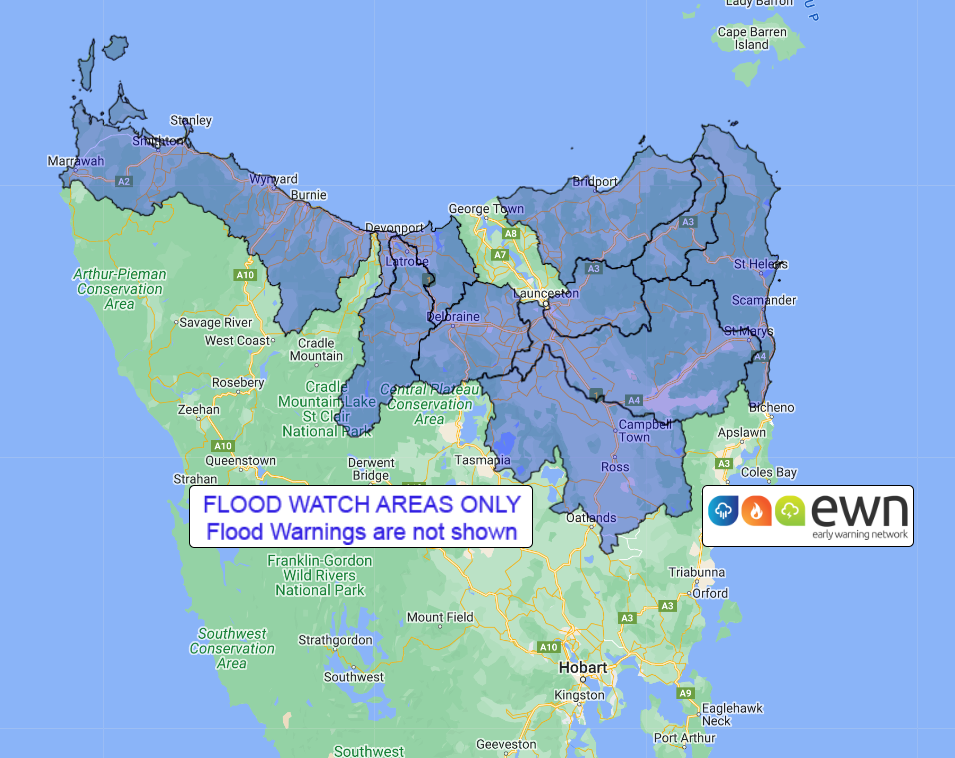 TAS Flood Watch: Parts of North West, North and North East Tasmania ...