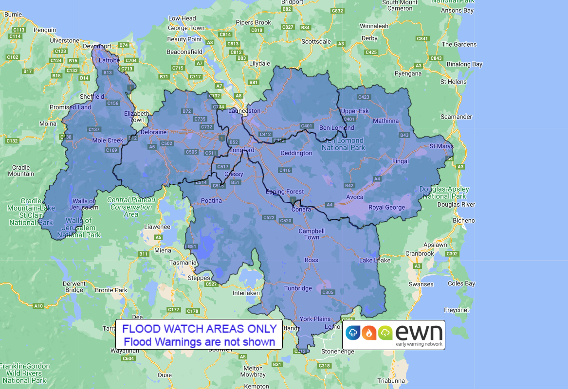 TAS Flood Watch: Parts of North West, North and North East Catchments ...