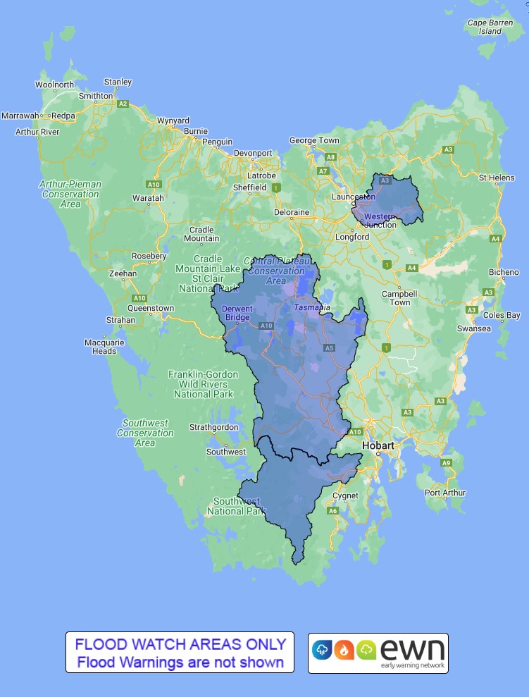 TAS Flood Watch: Huon, Lower Derwent and North Esk Rivers - ewn.com.au ...
